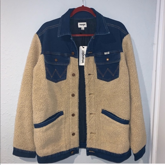 Wrangler | Jackets & Coats | Wrangler Oversized Sherpa Patch Denim ...